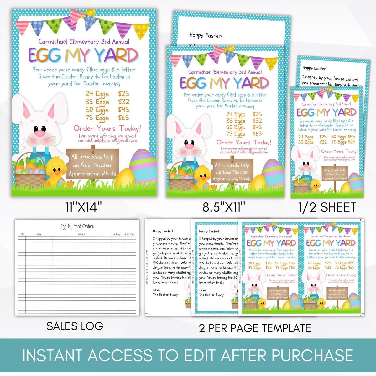 Egg My Yard Fundraiser Flyer Set - Simple Desert Designs
