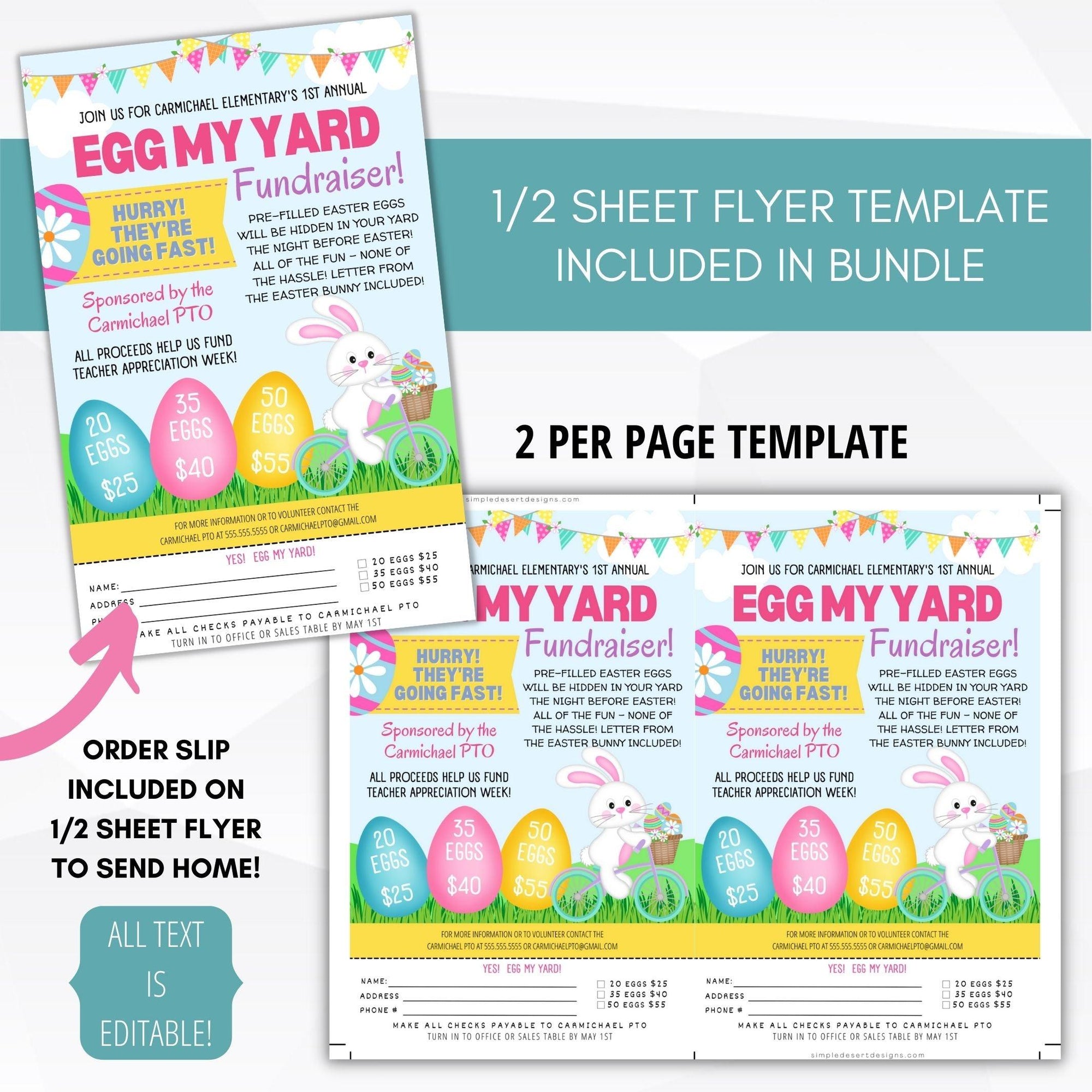 Egg My Yard Easter Flyer Template Set - Simple Desert Designs