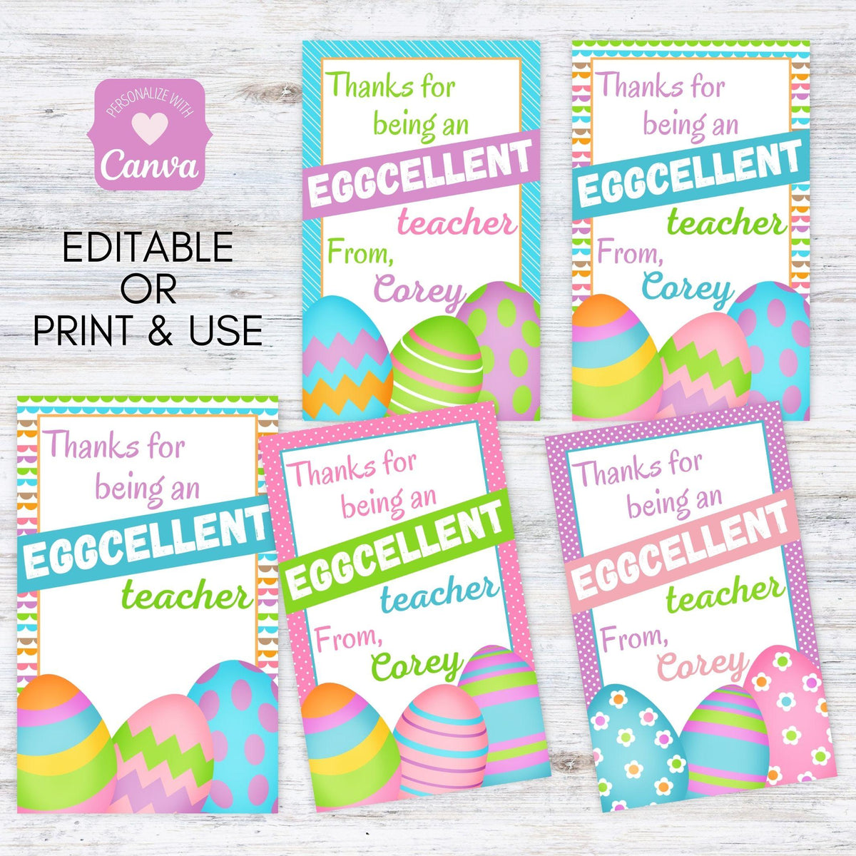 Editable Easter Teacher Tags - Simple Desert Designs