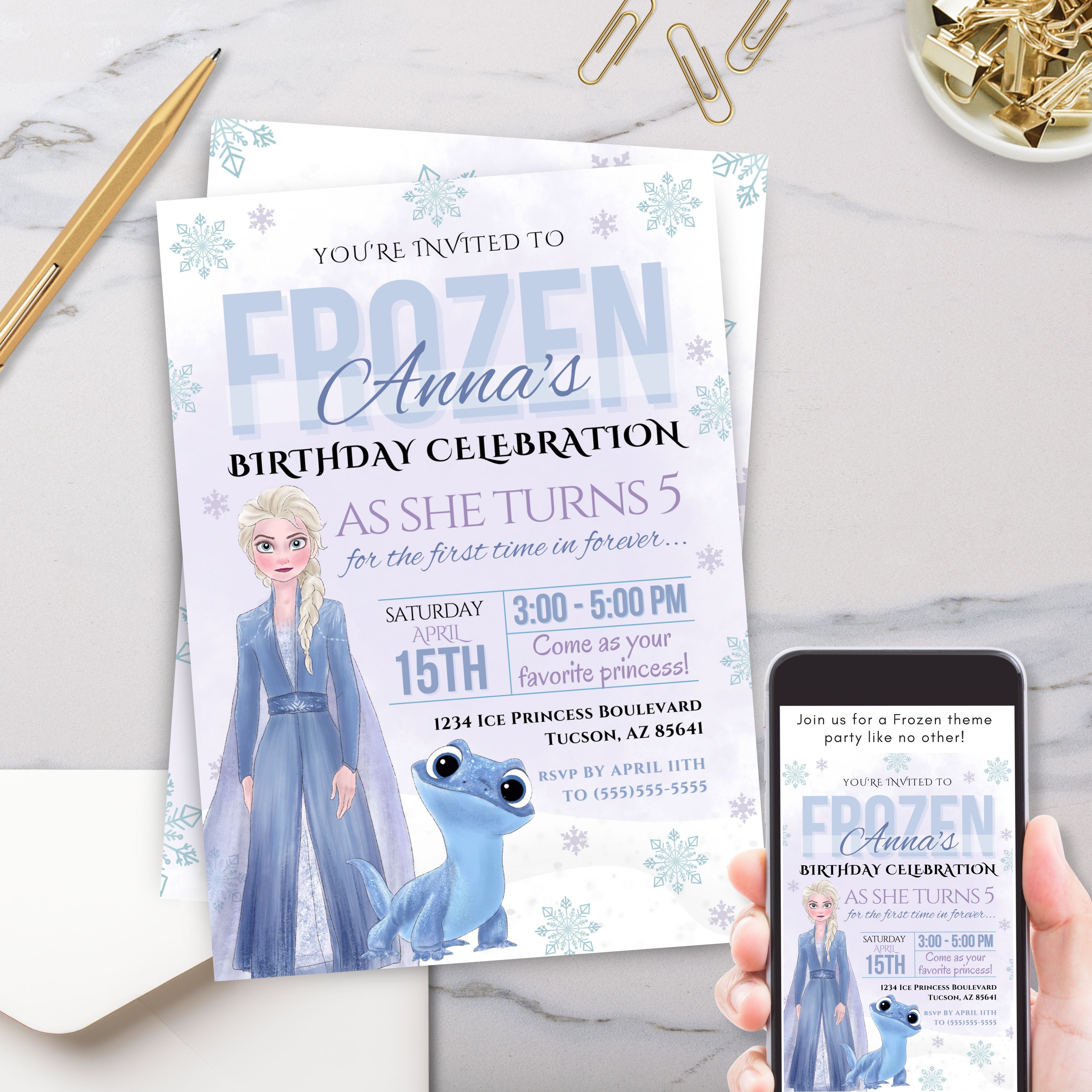 Elsa Princess Birthday Invitation – Simple Desert Designs