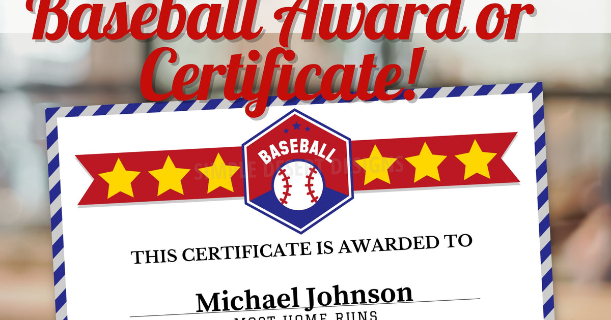 baseball printable awards