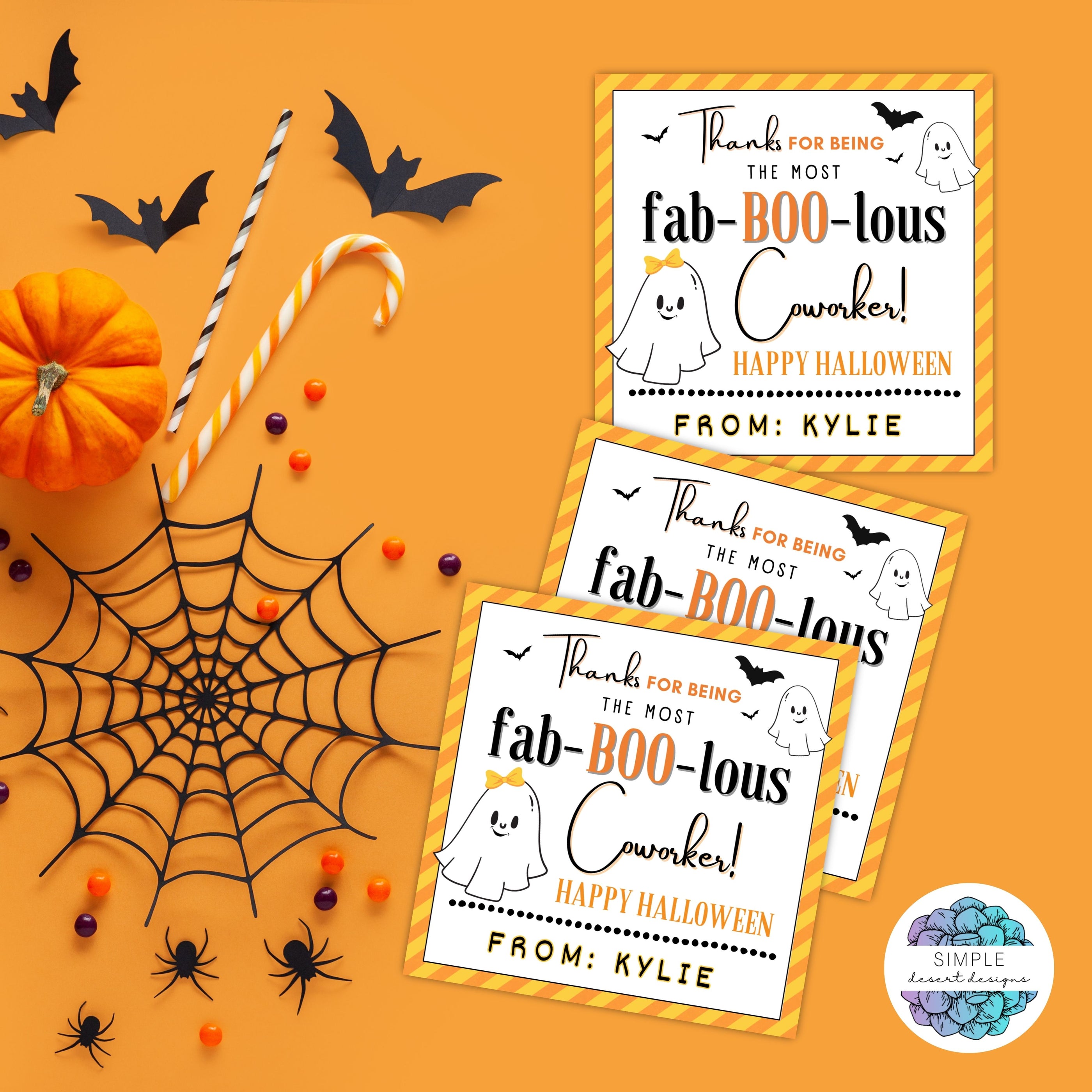 Editable Halloween Tag Template for Coworkers - Simple Desert Designs