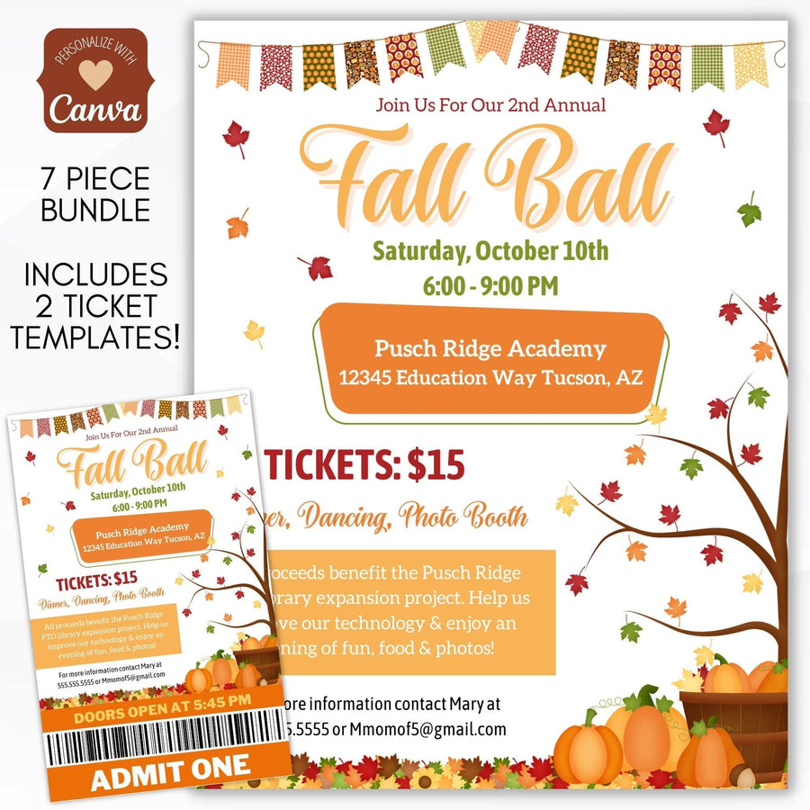 Fall Ball Flyer Ticket Sign Poster Set – Simple Desert Designs