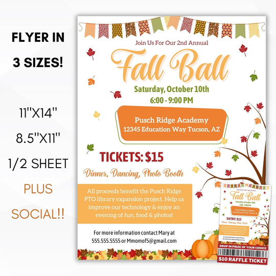 Fall Ball Flyer Ticket Sign Poster Set | Simple Desert Designs