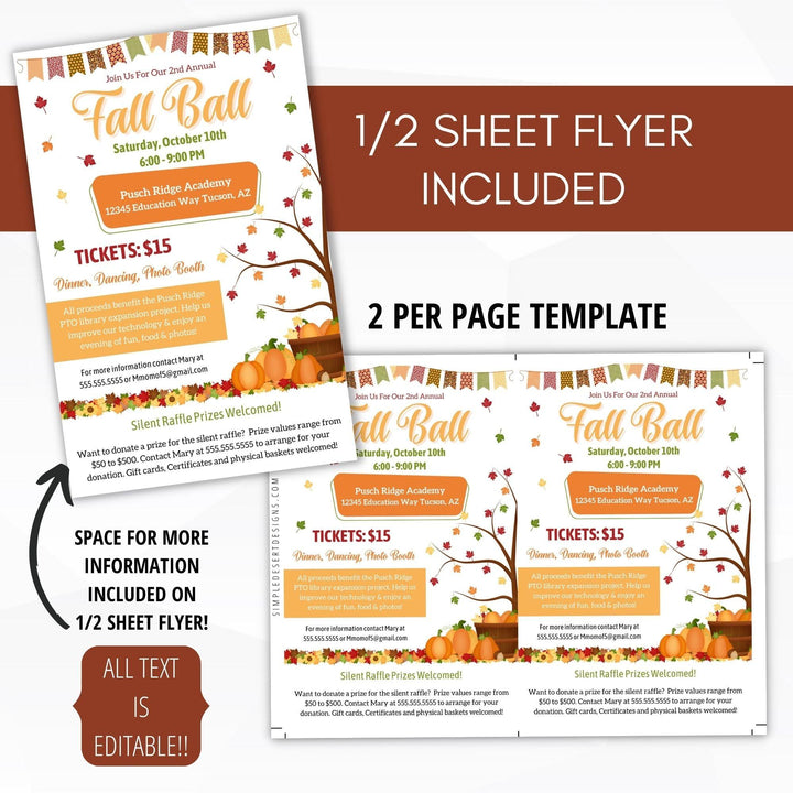 Fall Ball Flyer Ticket Sign Poster Set | Simple Desert Designs