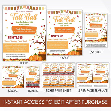 Fall Ball Flyer Ticket Sign Poster Set | Simple Desert Designs
