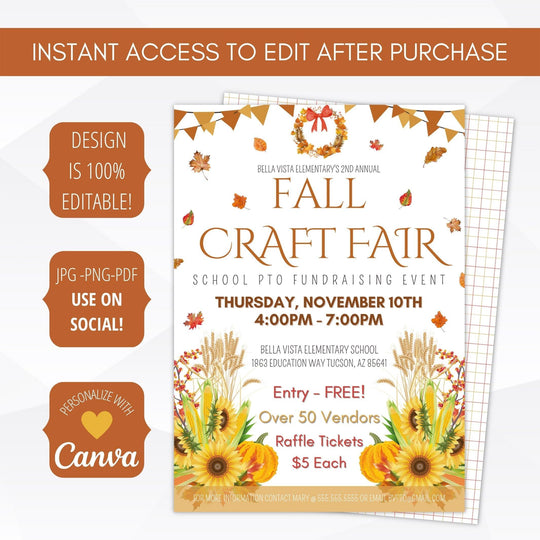 Fall Craft Party Invitation Editable Thanksgiving Invite | Simple ...