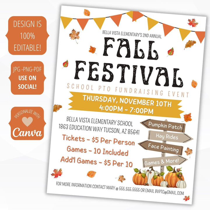 Fall Festival Flyers Signs Posters Set | Simple Desert Designs