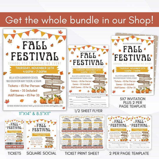 Fall Festival Flyers Signs Posters Set | Simple Desert Designs
