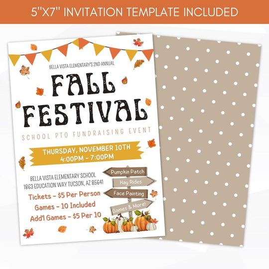Fall Festival Flyer Sign Ticket Bundle Printable Party Invitation ...