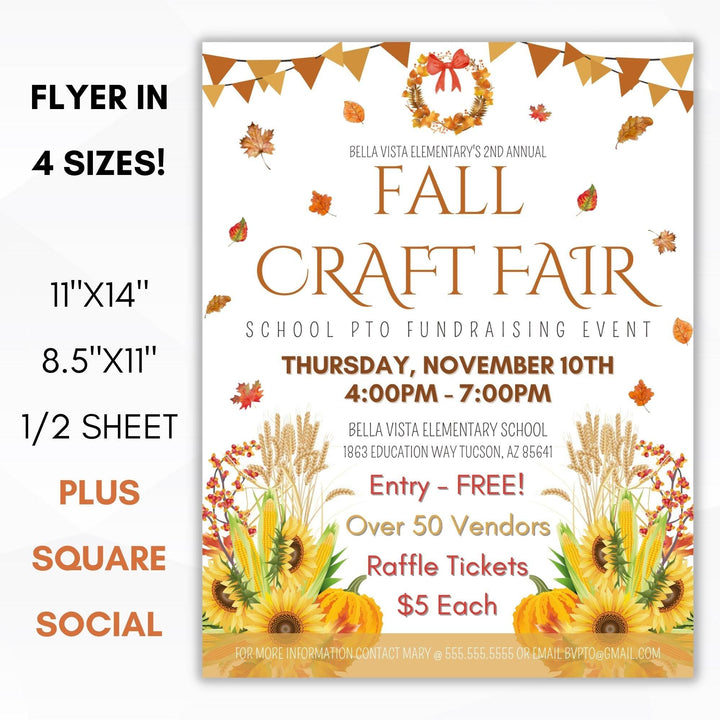 Fall Craft Fair Flyer Ticket Bundle Printable Fundraiser Ideas | Simple ...