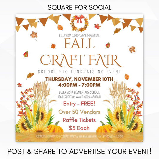 Fall Craft Fair Flyer Ticket Bundle Printable Fundraiser Ideas | Simple ...