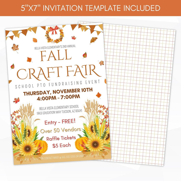Fall Craft Fair Flyer Ticket Bundle Printable Fundraiser Ideas | Simple ...