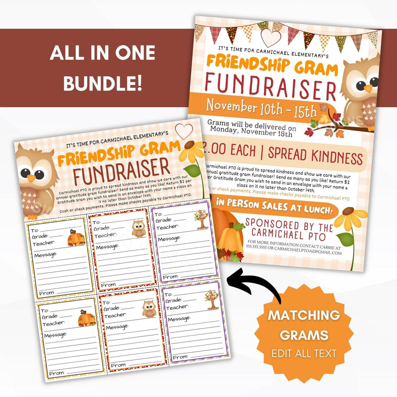 Fall Friendship Grams Flyer Template - Simple Desert Designs