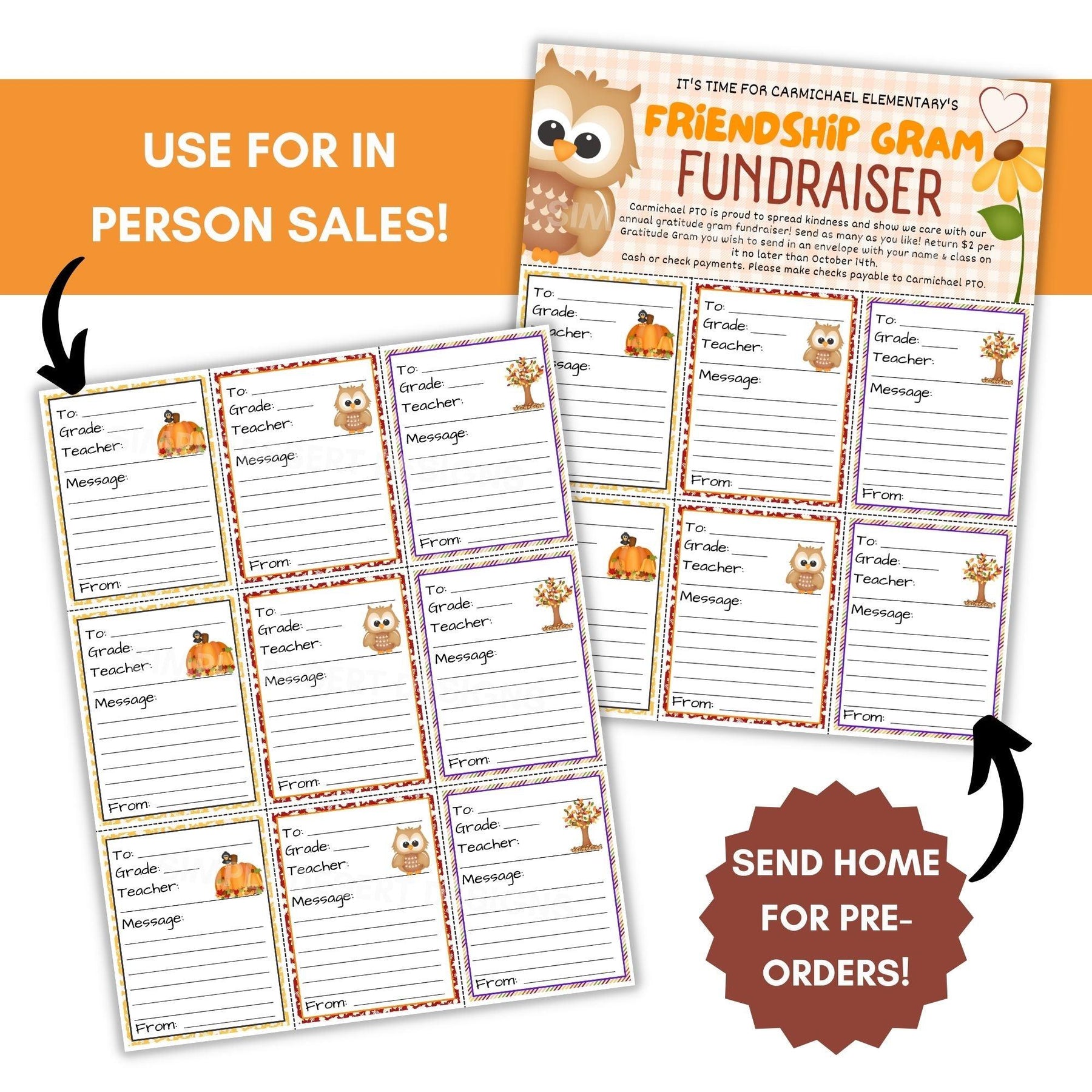 Fall Friendship Grams Flyer Template - Simple Desert Designs