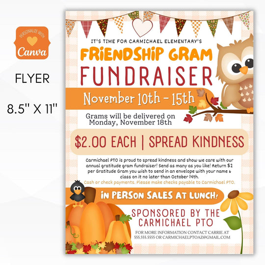 Fall Friendship Grams Fundraiser Flyer Set | Simple Desert Designs