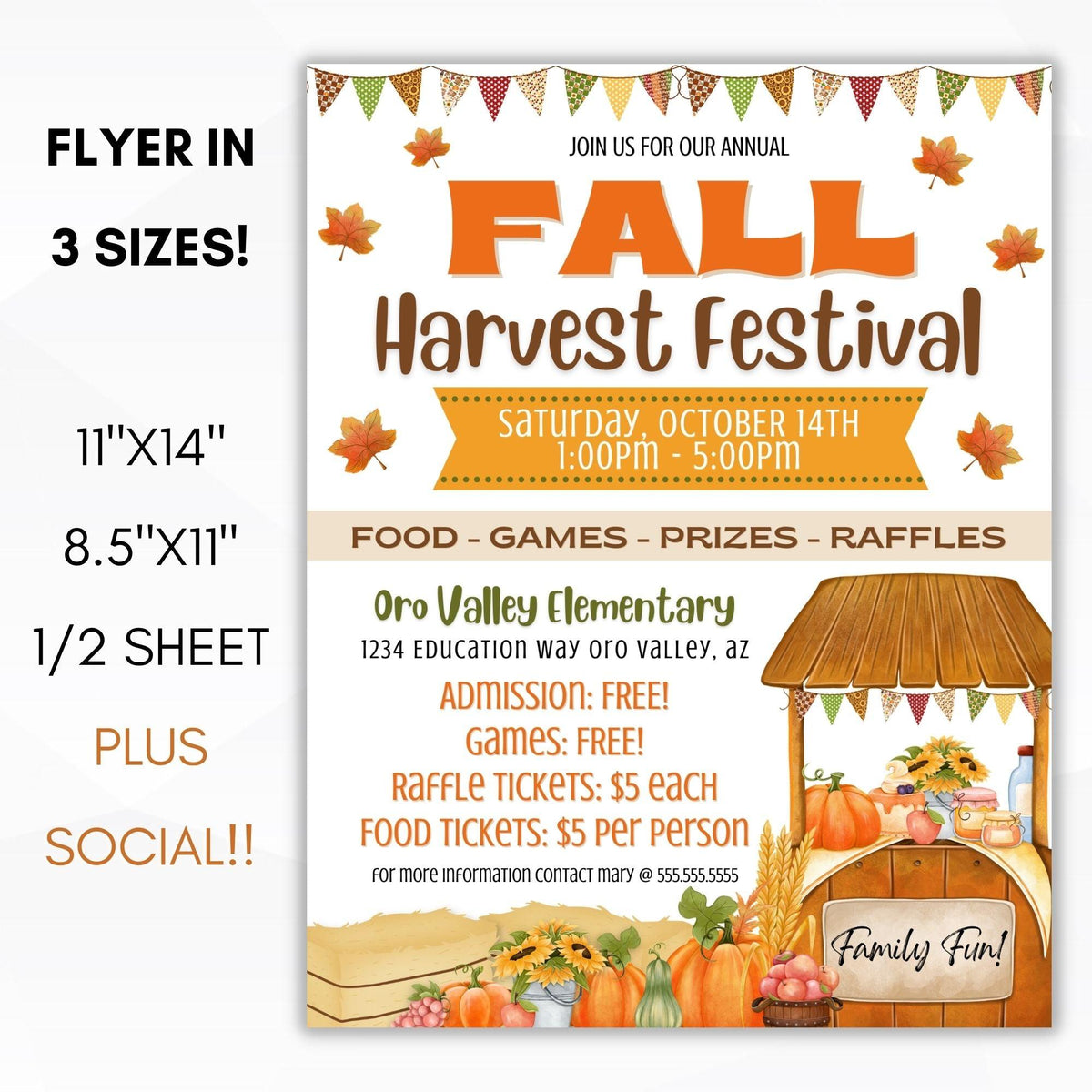 Fall Harvest Festival Flyer & Ticket Bundle - Simple Desert Designs