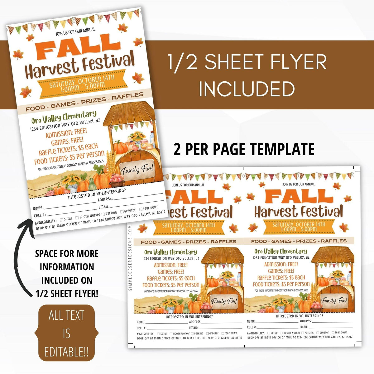 Fall Harvest Festival Flyer & Ticket Bundle - Simple Desert Designs
