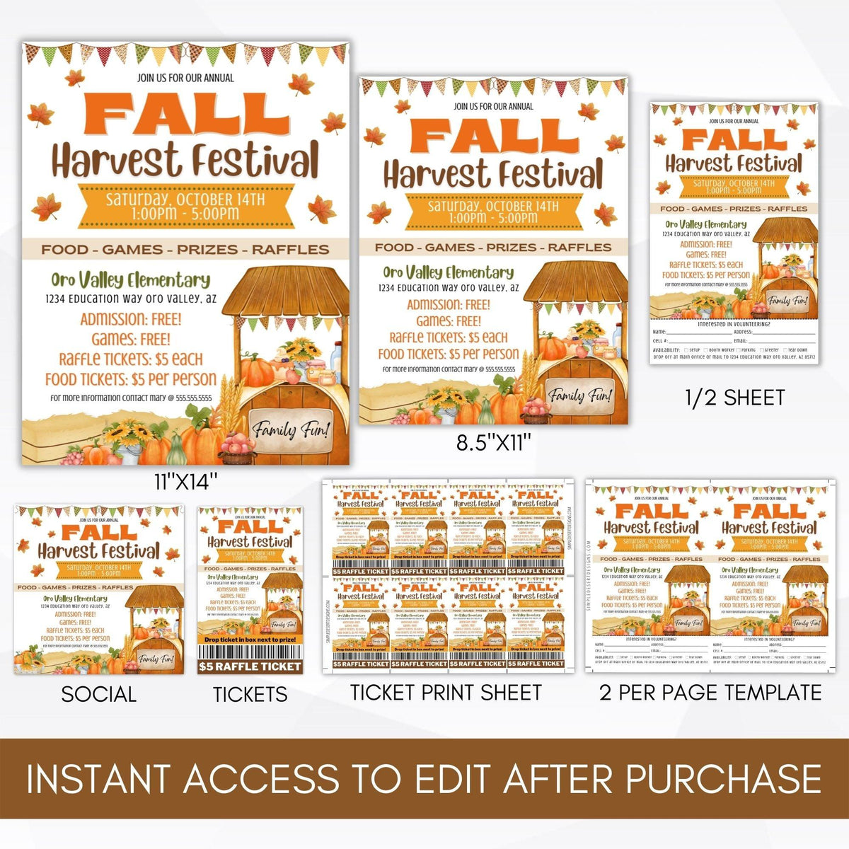 Fall Harvest Festival Flyer & Ticket Bundle - Simple Desert Designs