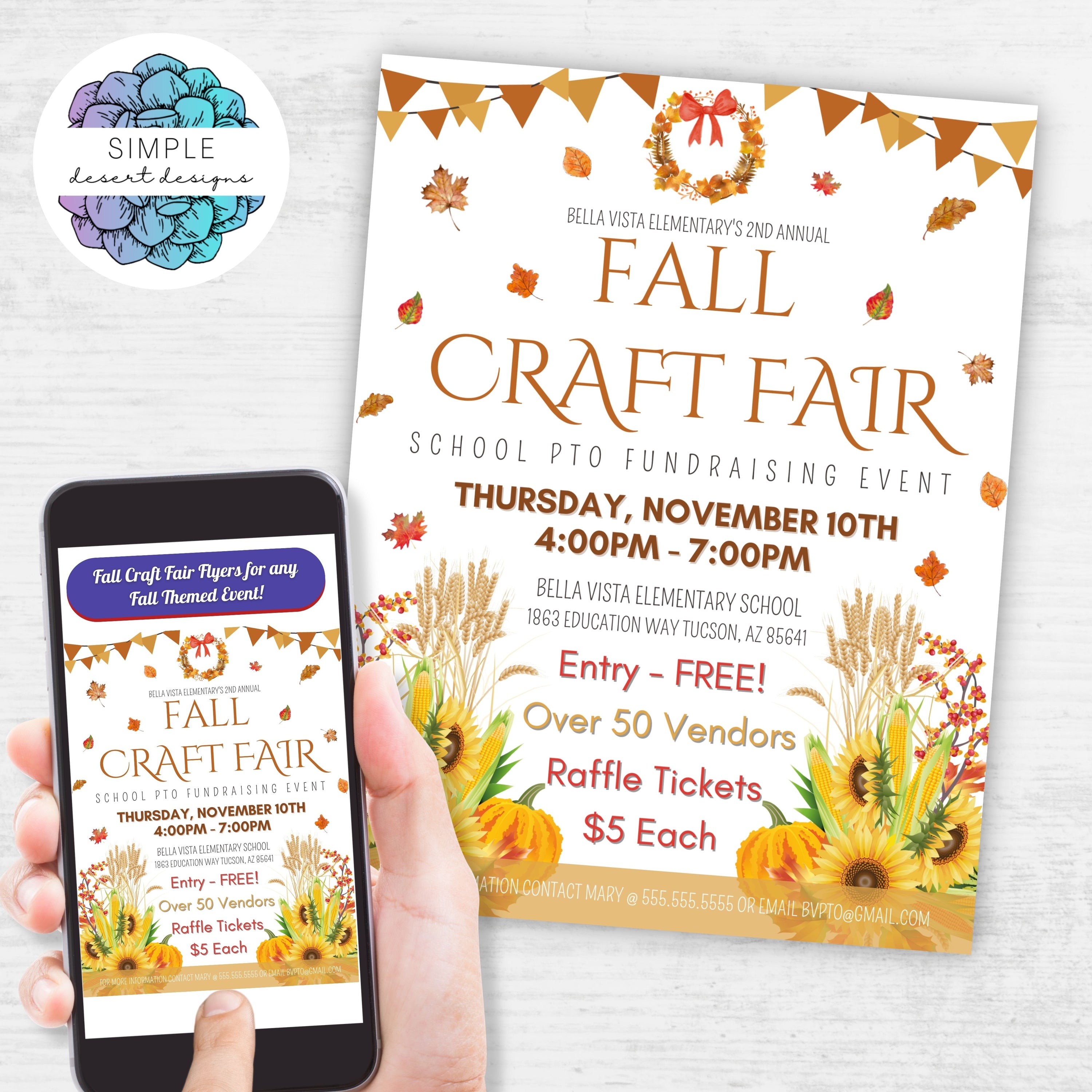 Fall Craft Fair Flyer & Poster Set - Simple Desert Designs