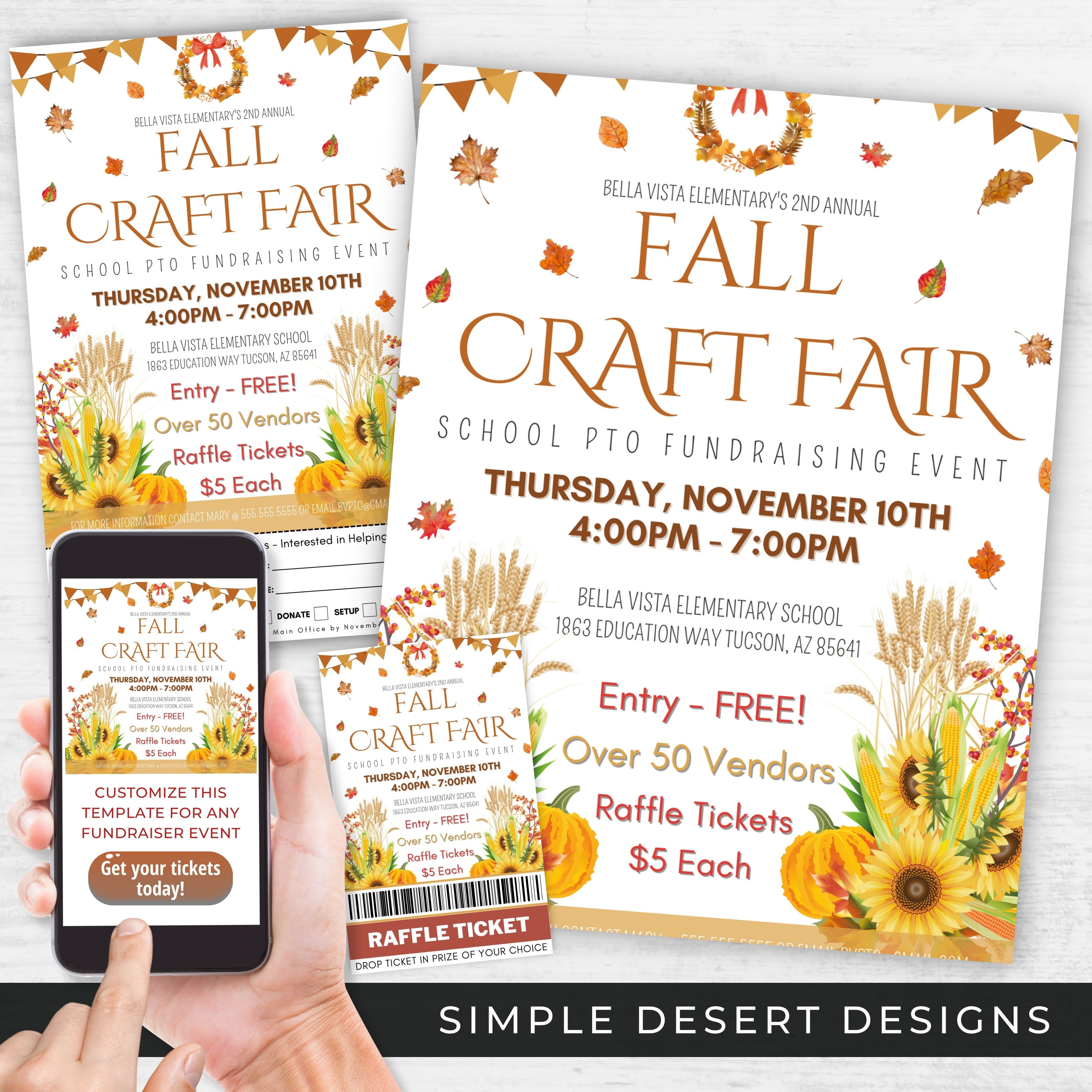 Fall Leaves Festival Flyer Invite Ticket – Simple Desert Designs