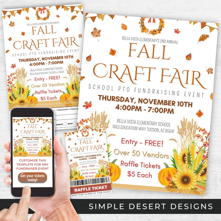 Fall Leaves Festival Flyer Invite Ticket – Simple Desert Designs