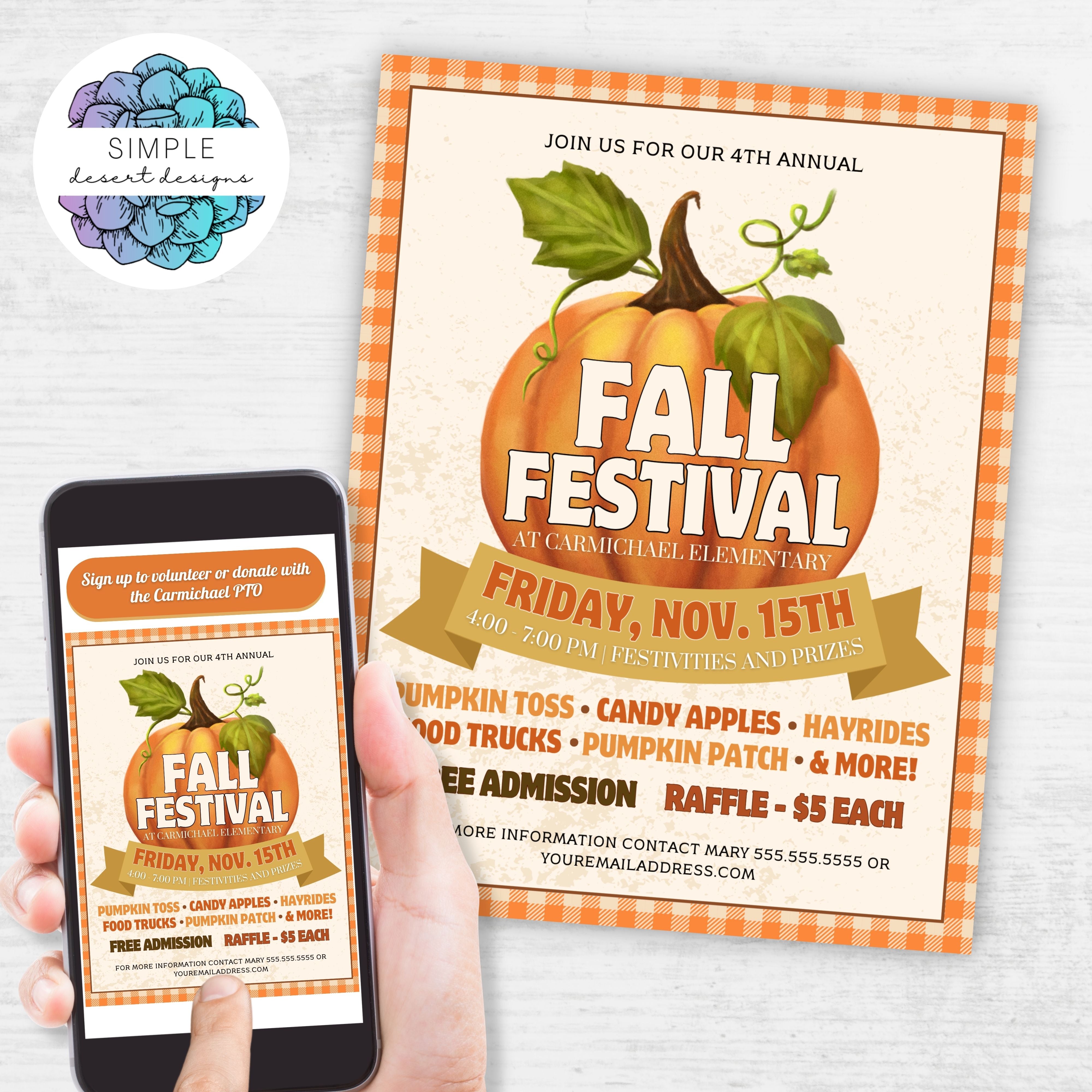 Fall Festival for Schools Church Flyers – Simple Desert Designs