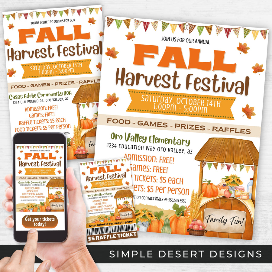 Fall Harvest Festival Flyer Ticket Bundle – Simple Desert Designs