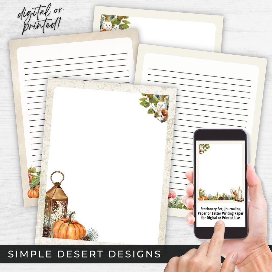 Fall Lights Journal Paper Stationery Set – Simple Desert Designs