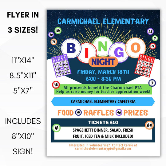 Family Bingo Night Invitation Flyer Sign Ticket Bundle | Simple Desert ...