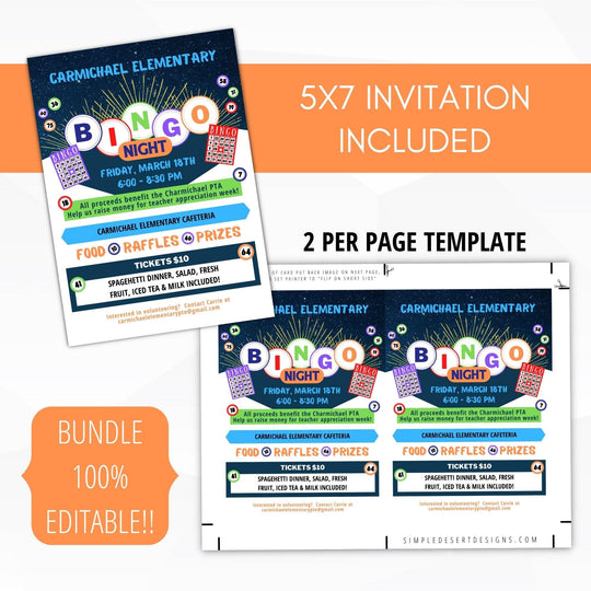 Family Bingo Night Flyer Ticket Bundle – Simple Desert Designs