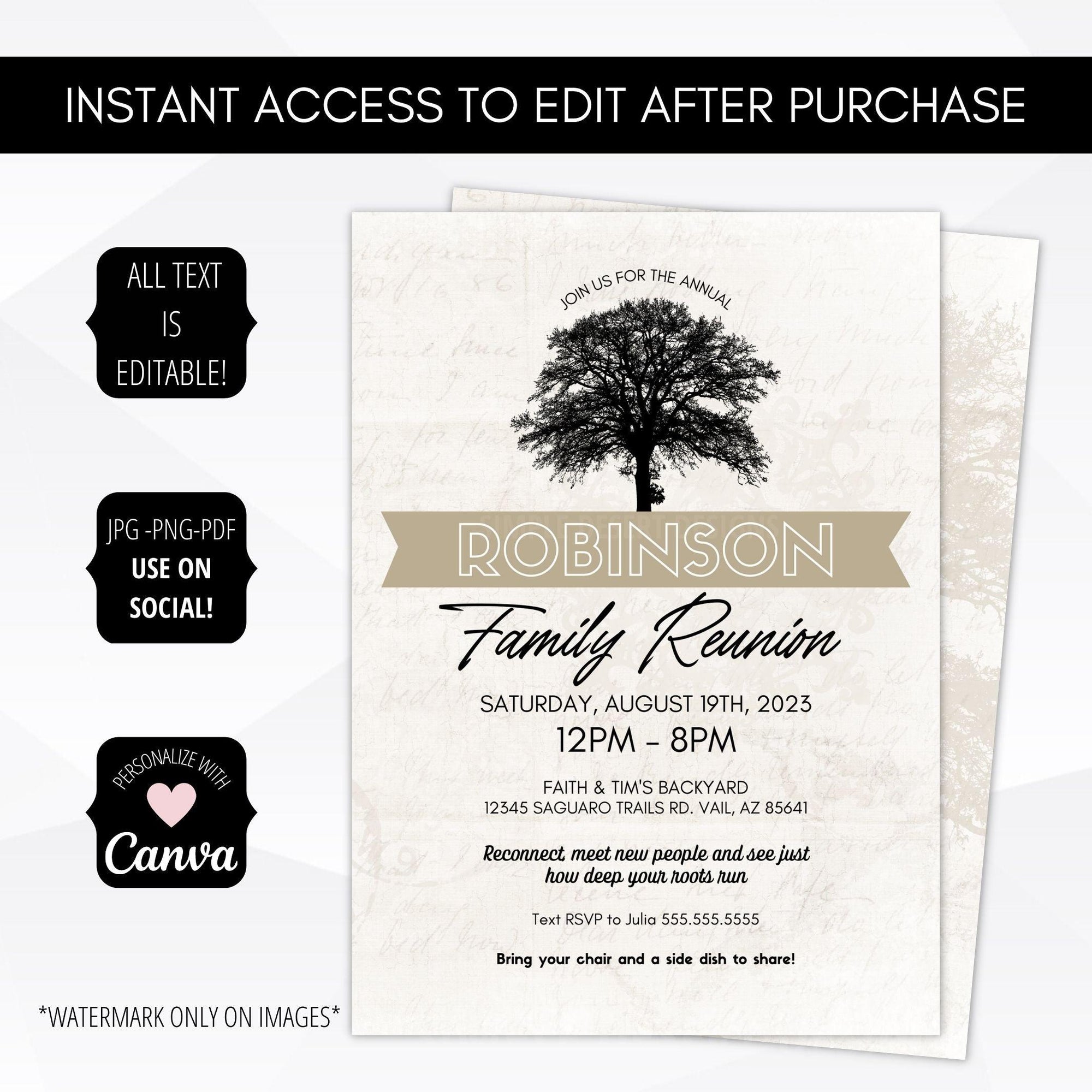Family Gathering Invitation Template - Simple Desert Designs