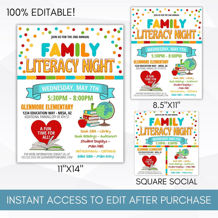 Family Literacy Night Party Invite Flyer – Simple Desert Designs
