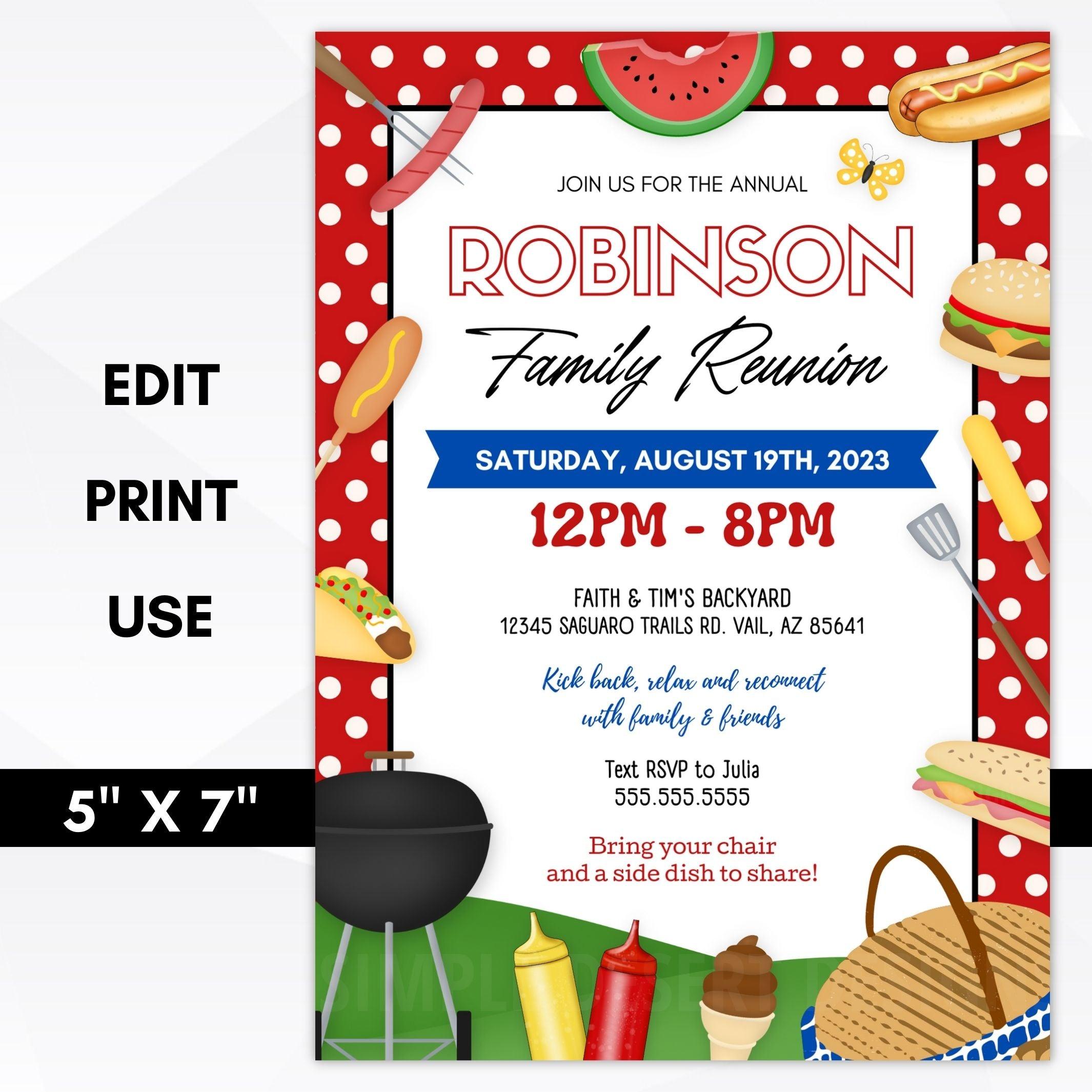 Family Reunion Barbeque Invitation – Simple Desert Designs