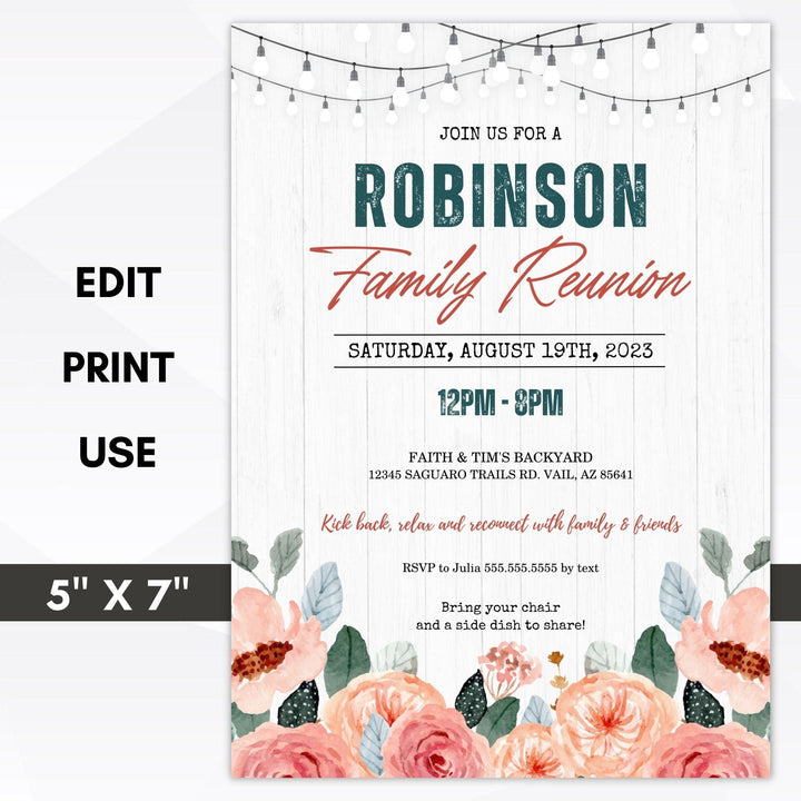 Floral Country Family Reunion Invitation – Simple Desert Designs