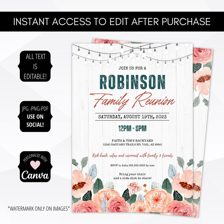 Floral Country Family Reunion Invitation | Simple Desert Designs