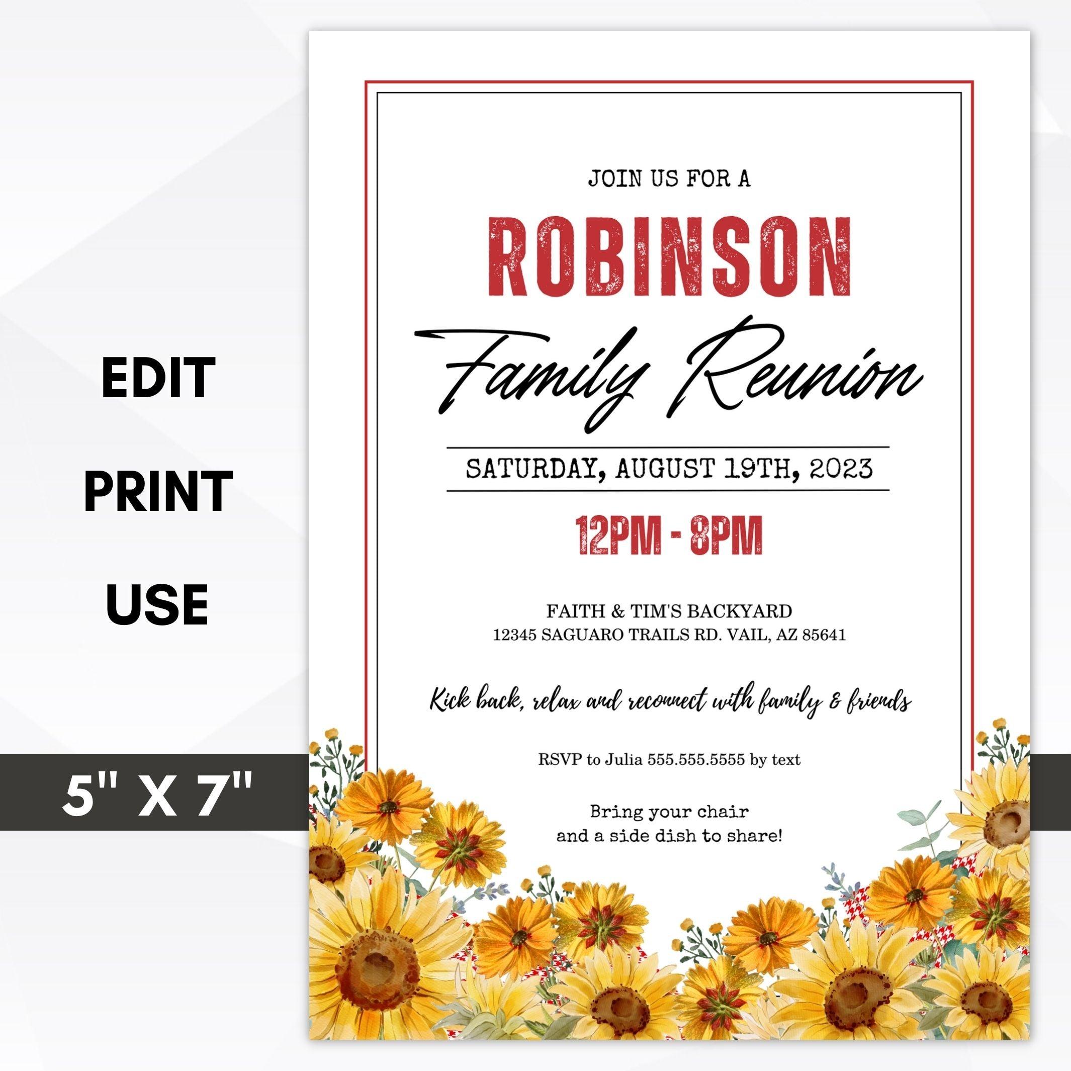 Free Printable Family Reunion Invitation Templates