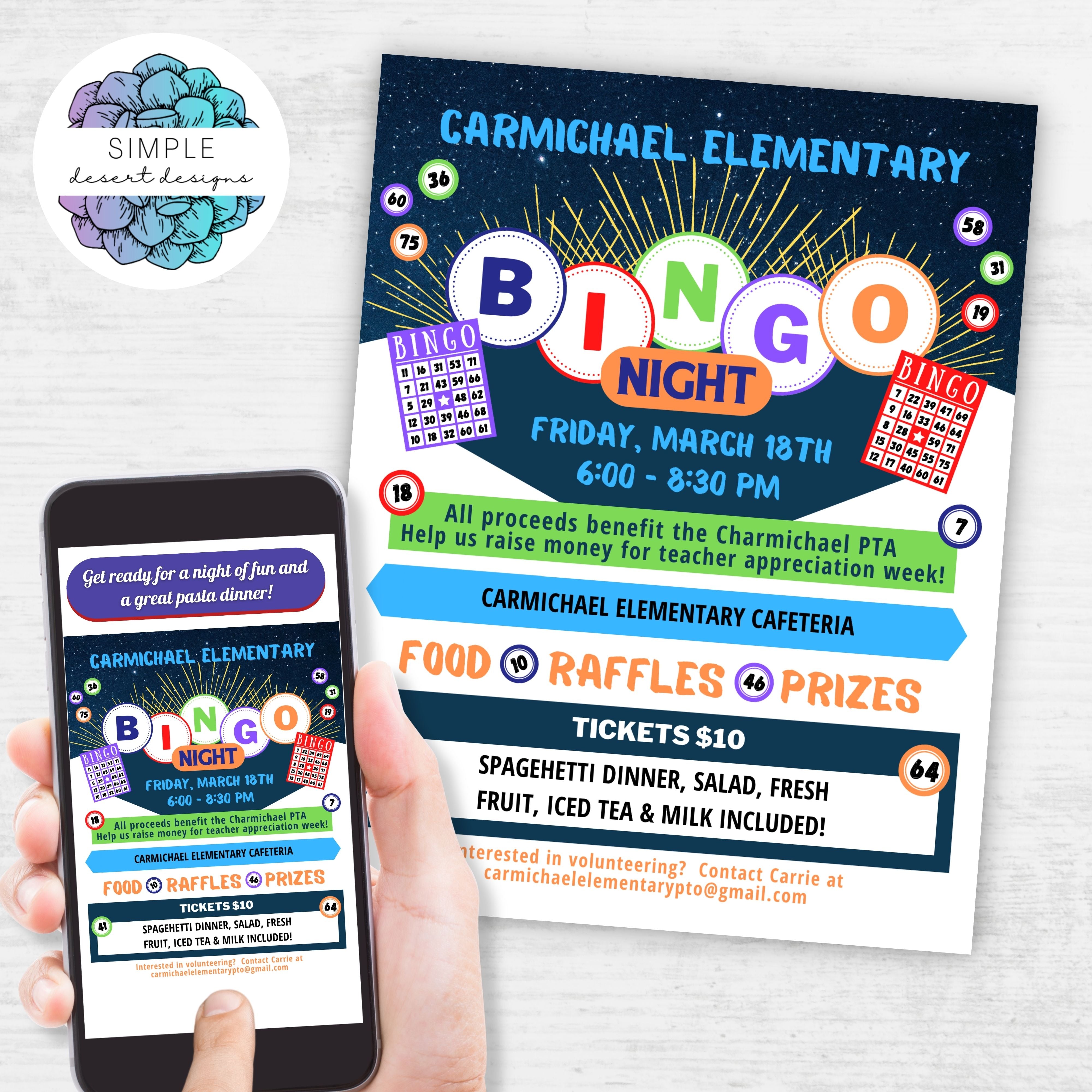 Family Bingo Night Invitation Flyer Set – Simple Desert Designs