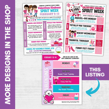 February Valentines Spirit Week Schedule | Simple Desert Designs