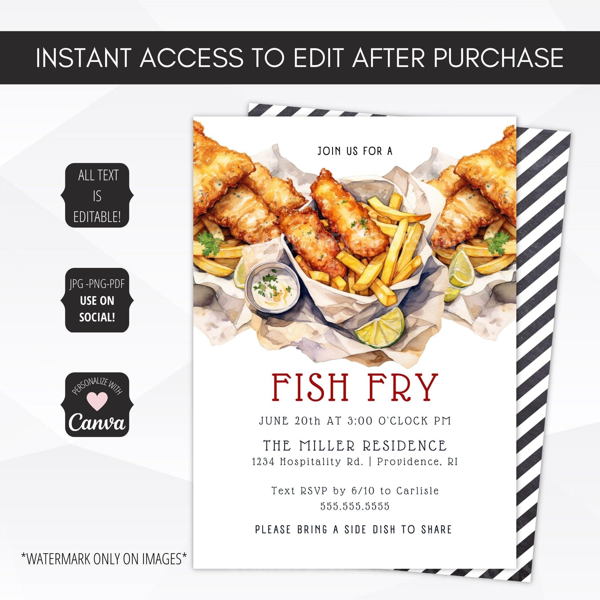 Fish Fry Party Invitation Template - Simple Desert Designs