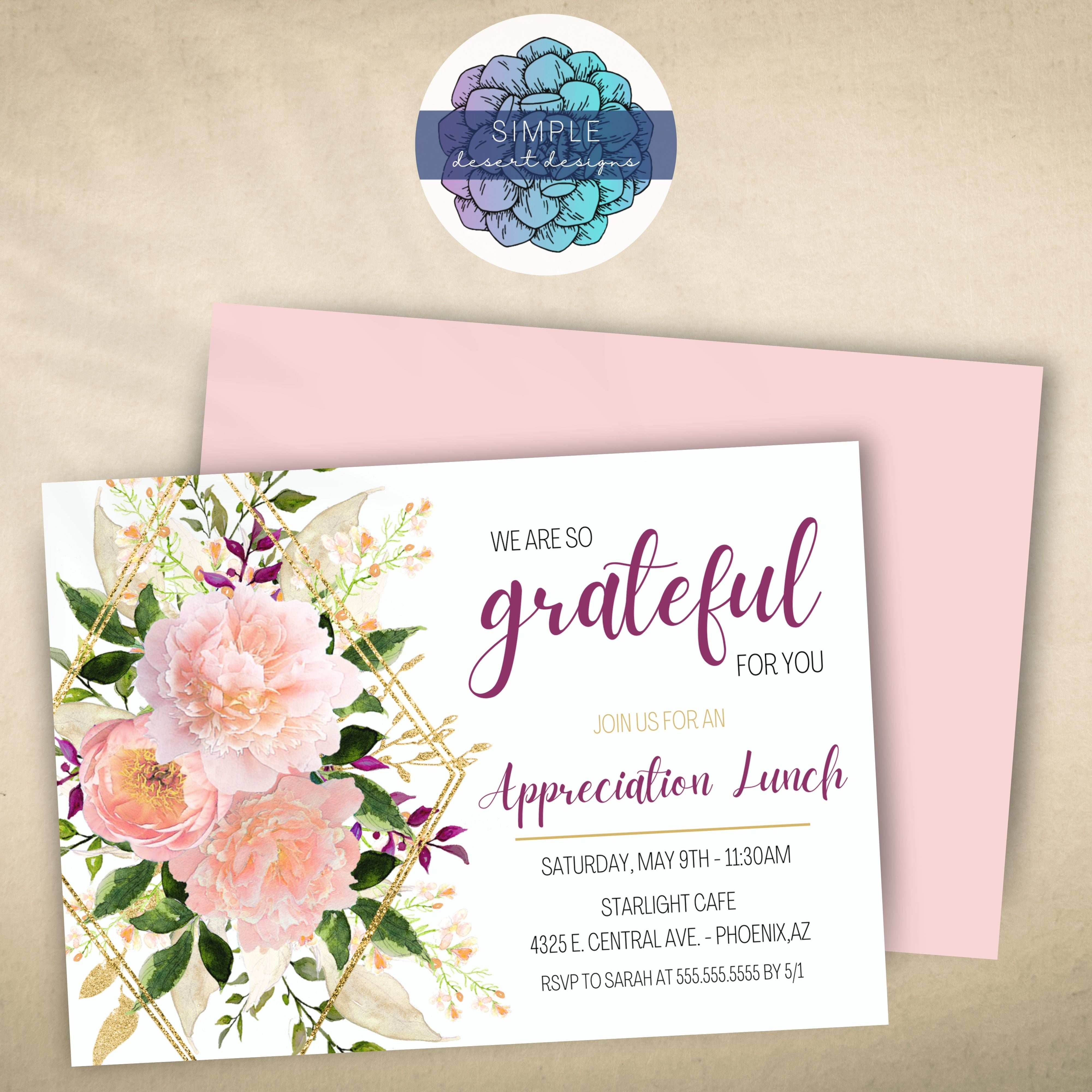 Blush Pink Appreciation Party Invite – Simple Desert Designs