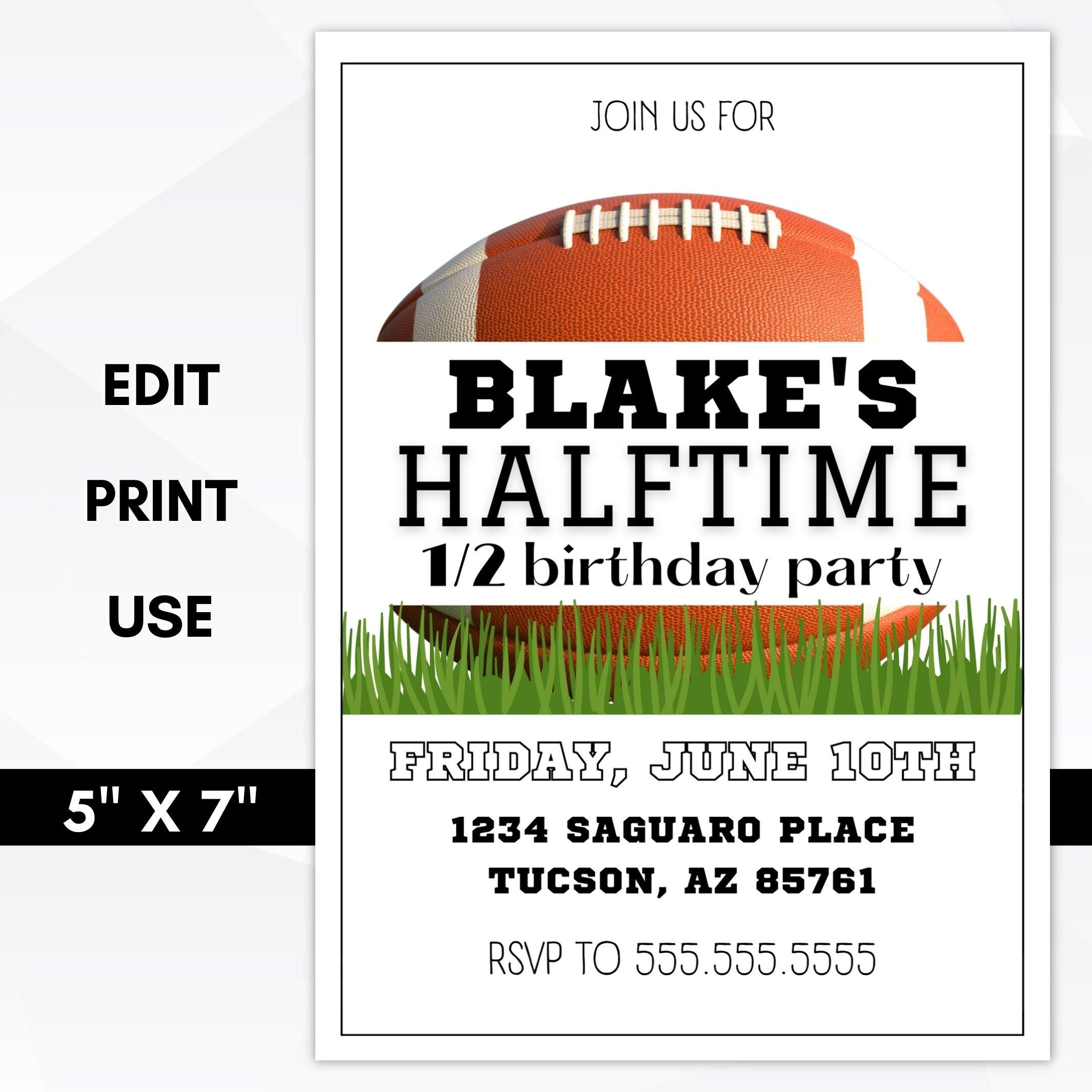 Football Half Birthday Invitation – Simple Desert Designs