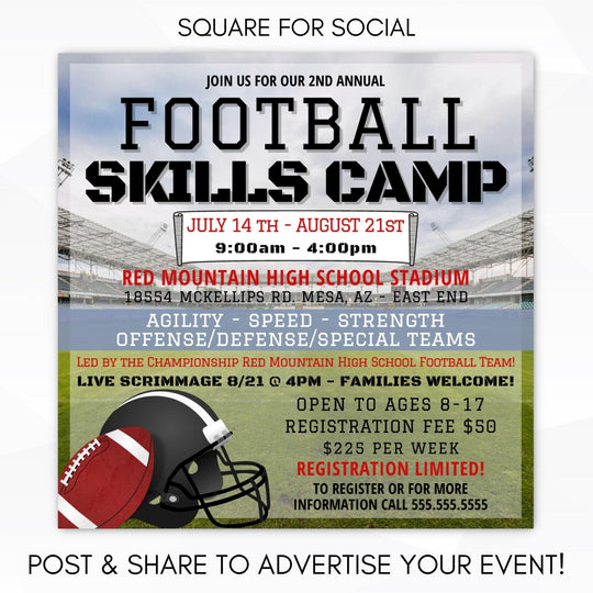 Football Skills Camp Flyer Marketing Set | Simple Desert Designs