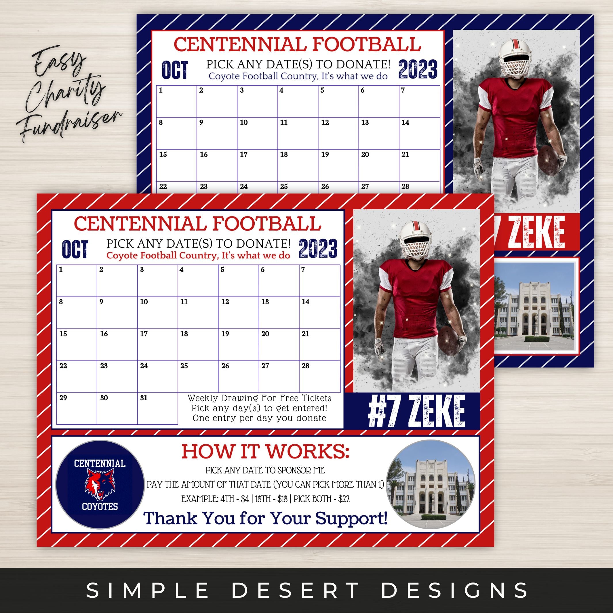 Fundraising Sports Calendar Football – Simple Desert Designs