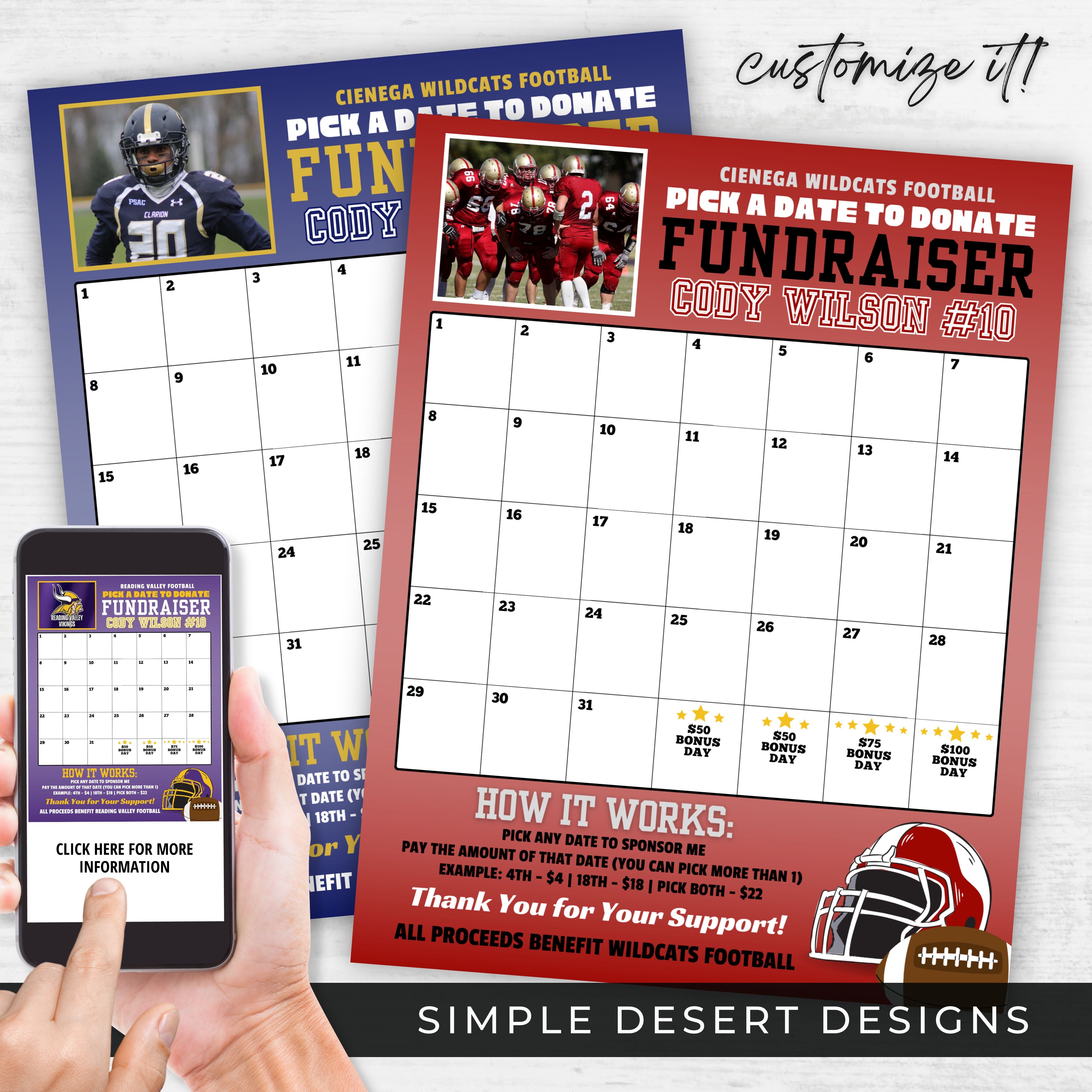 Football Calendar Fundraiser Set – Simple Desert Designs