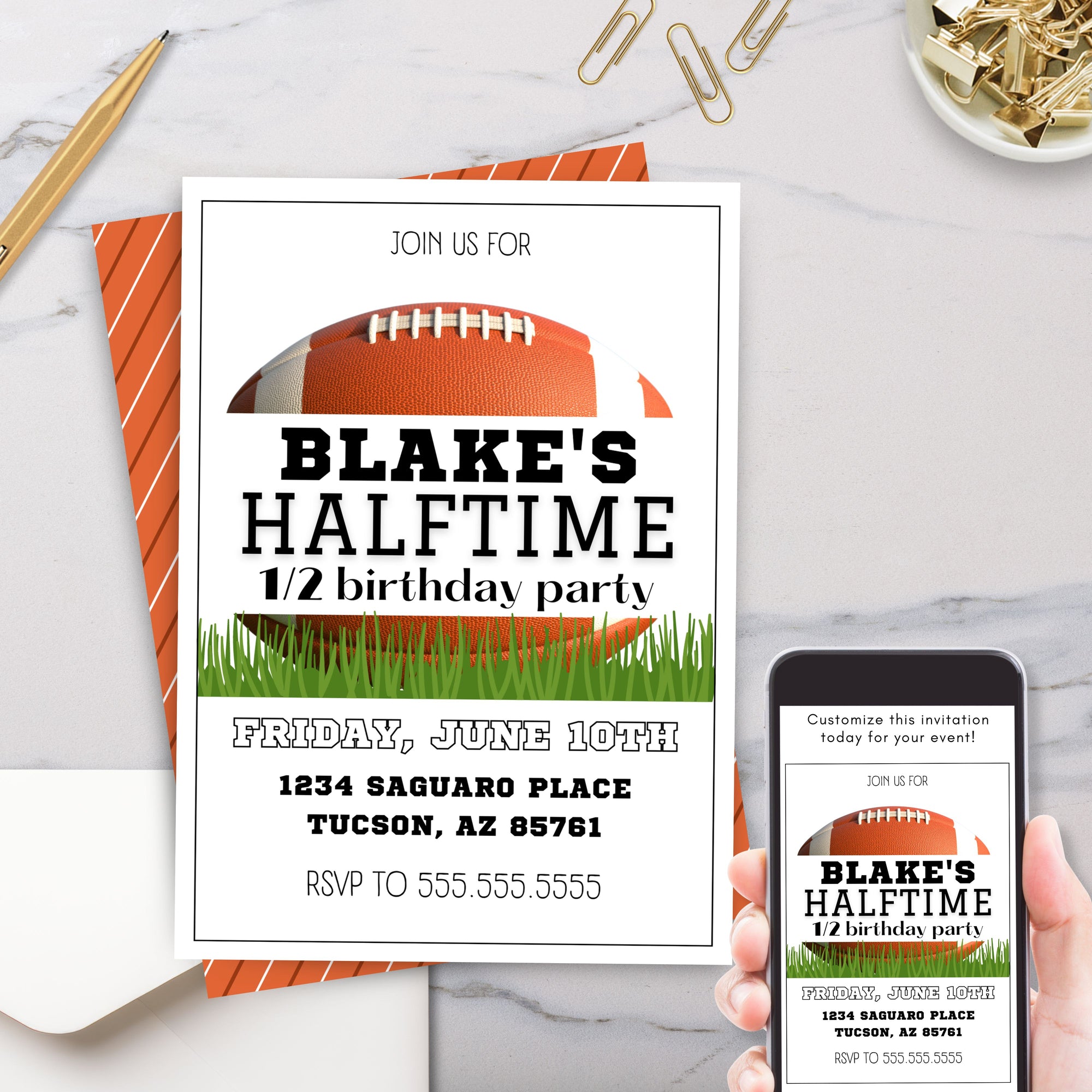 Football Half Birthday Invitation - Simple Desert Designs