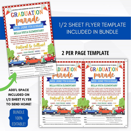 Fun Graduation Parade Flyers Set – Simple Desert Designs