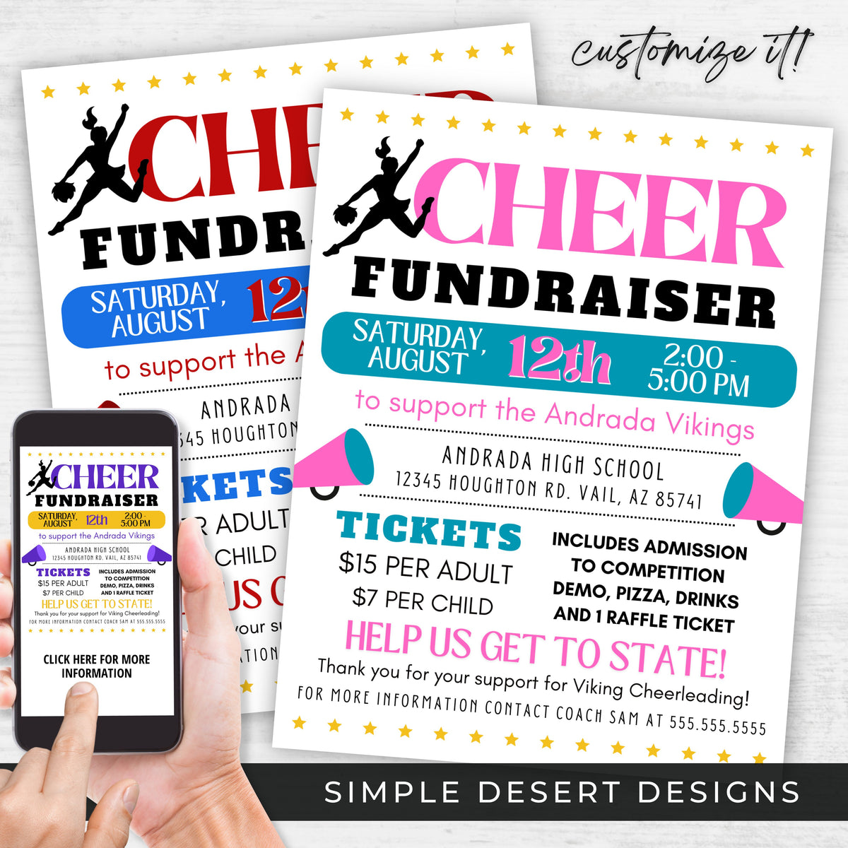 Cheer Fundraiser Flyer Template - Simple Desert Designs