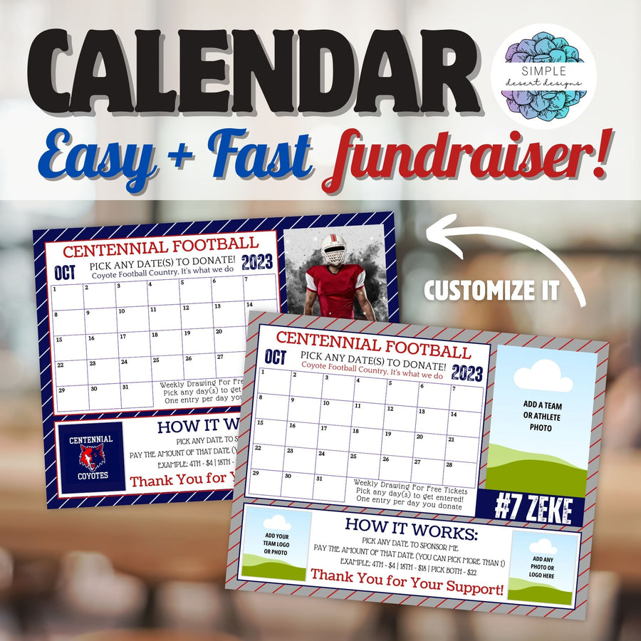 Fundraising Sports Calendar Football – Simple Desert Designs