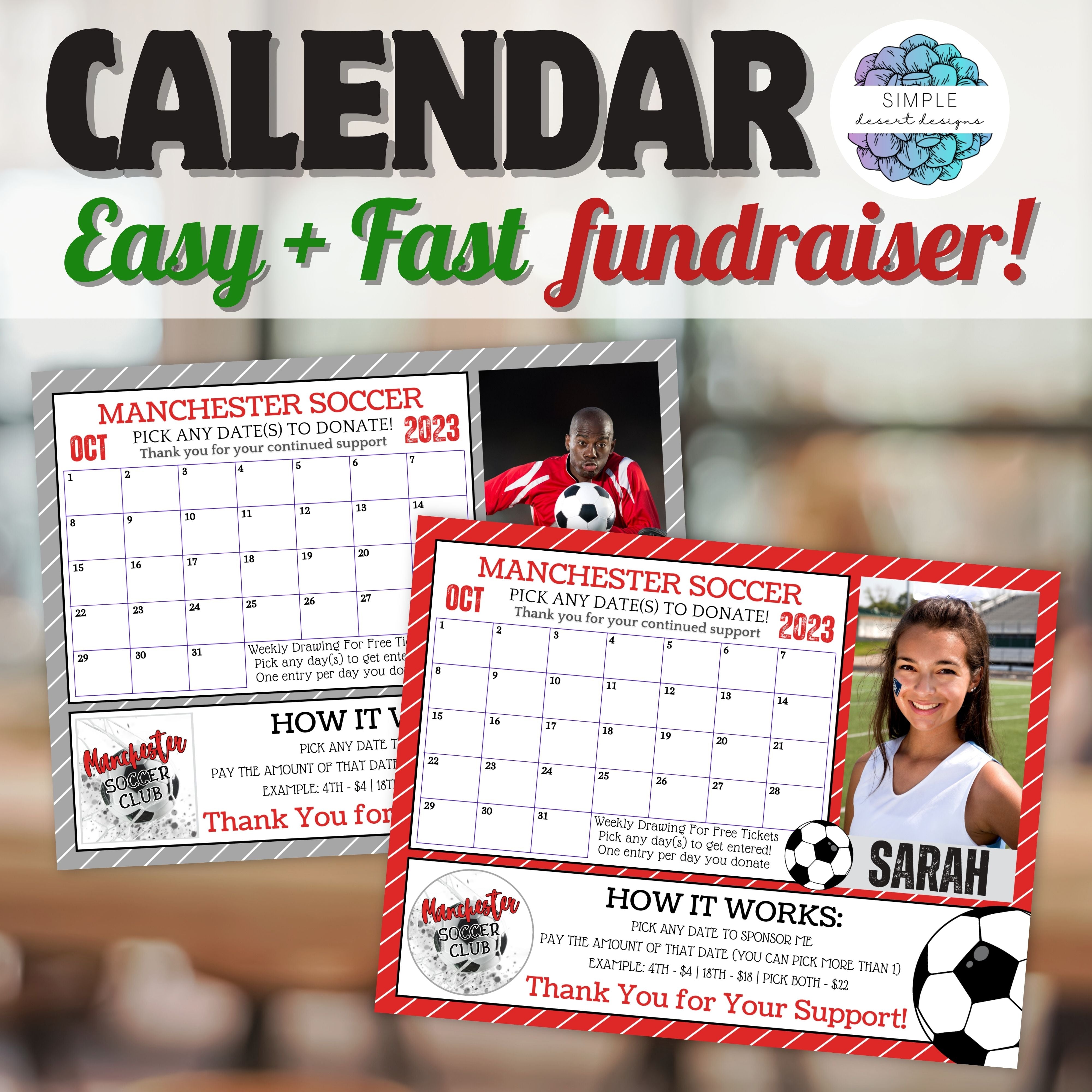 Fundraising Sports Calendar Soccer – Simple Desert Designs